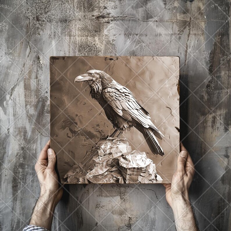 Raven Crow Gothic Halloween Scene Dark Magic Bird 3d Laser File Coaster ...