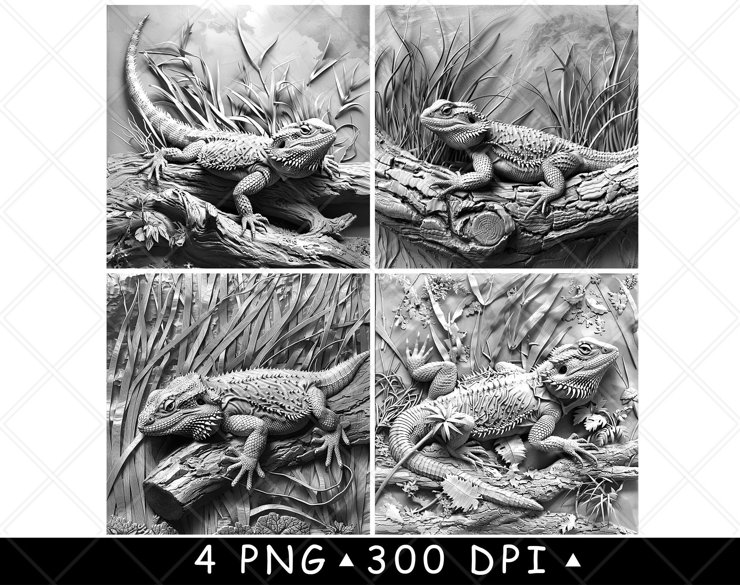 Bearded Dragon Scene Pogona Lizard Reptile Wildlife 3d Laser File ...