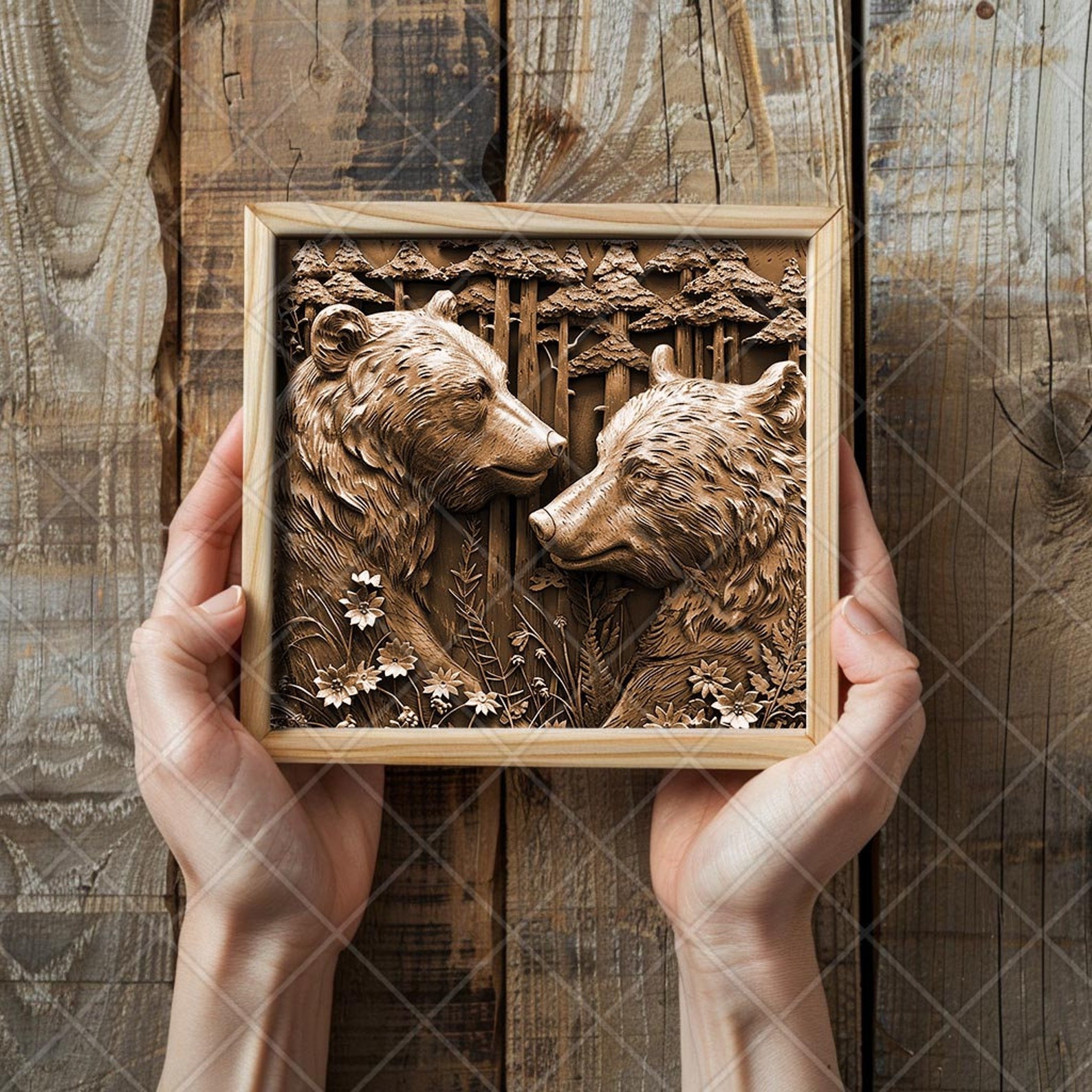 Grizzly Bear Couple Forest Scene Wild Animal Nature 3d Laser File ...