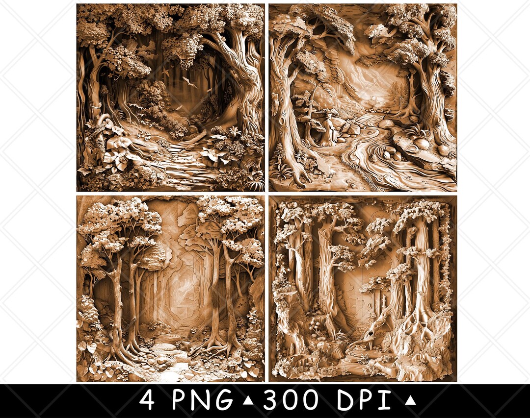 Forest Scene Woodland Trail Towering Trees Rainforest 3d Laser File ...