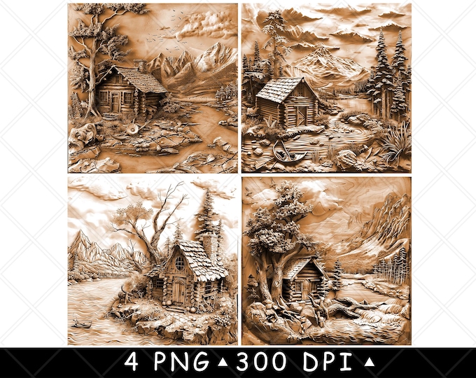 Rustic Log Cabin River Mountain Wood Cottage Retreat 3d Laser File ...