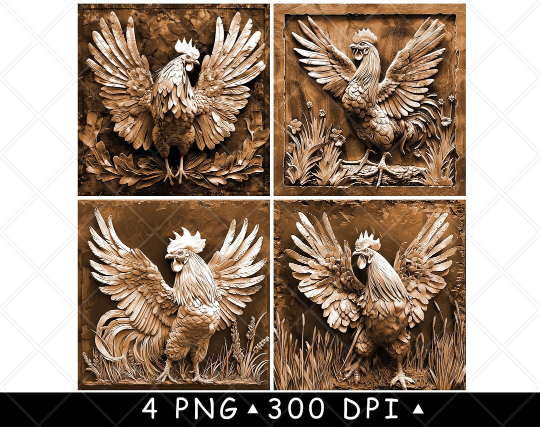 Rooster Cockerel Male Chicken Farm Animal Rural Life 3d Laser File ...