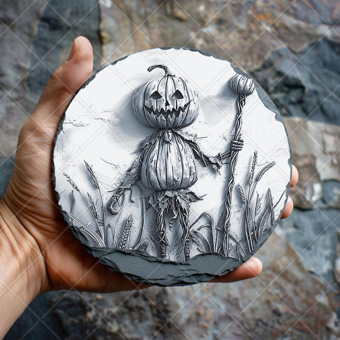 Scarecrow Pumpkin King Grass Field Spooky Halloween 3d Laser File ...