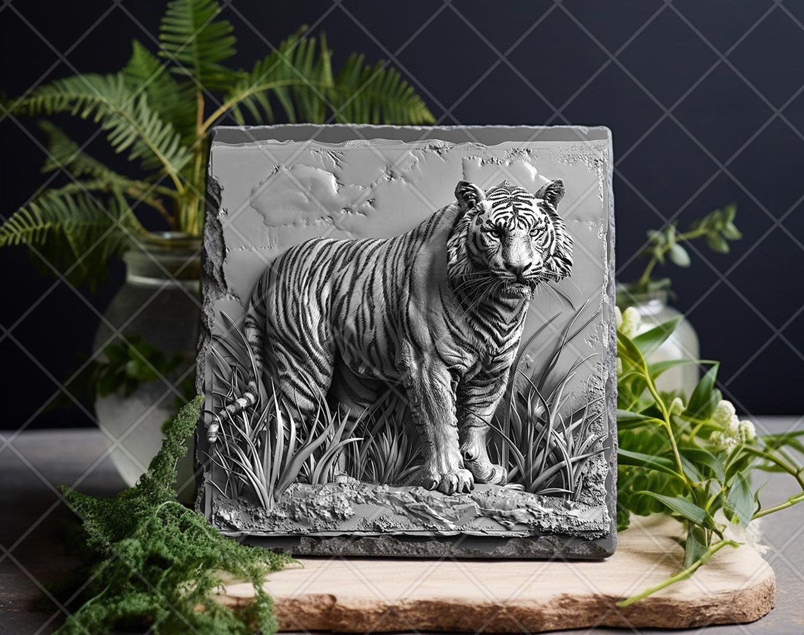 Bengal Tiger Grass Scene Wildlife Nature Jungle Forest 3d Laser File ...