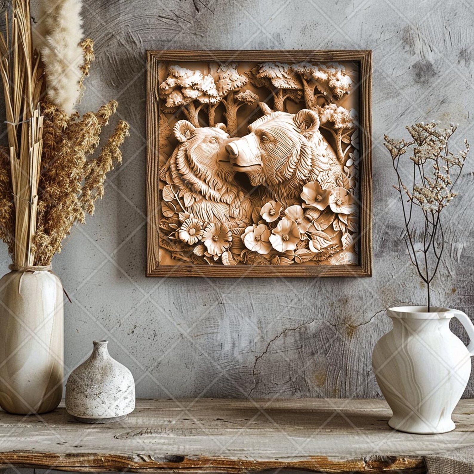 Grizzly Bear Couple Forest Scene Wild Animal Nature 3d Laser File ...