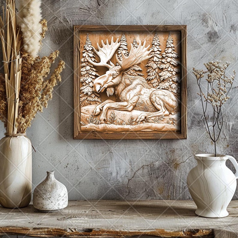 Moose Sitting Scene Forest Bull Wildlife Jungle Forest 3d Laser File ...