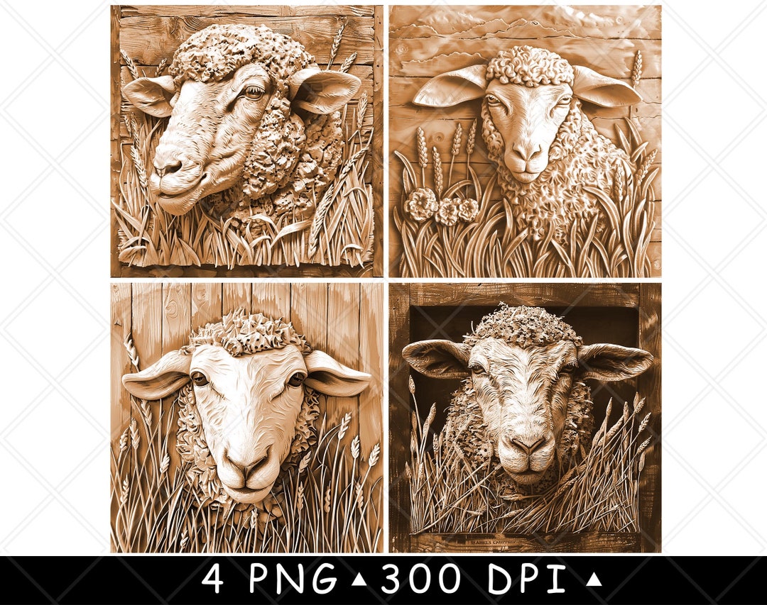 Sheep Head Face Grass Scene Wool Lamb Portrait Pasture 3d Laser File ...