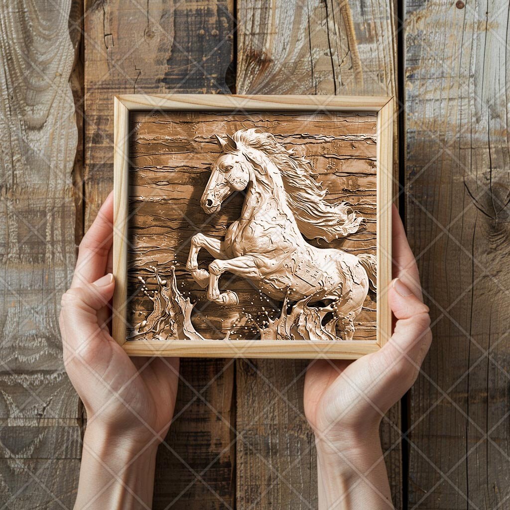 Horse Water River Arabian Mustang Stallion Gallop 3d Laser File Coaster ...