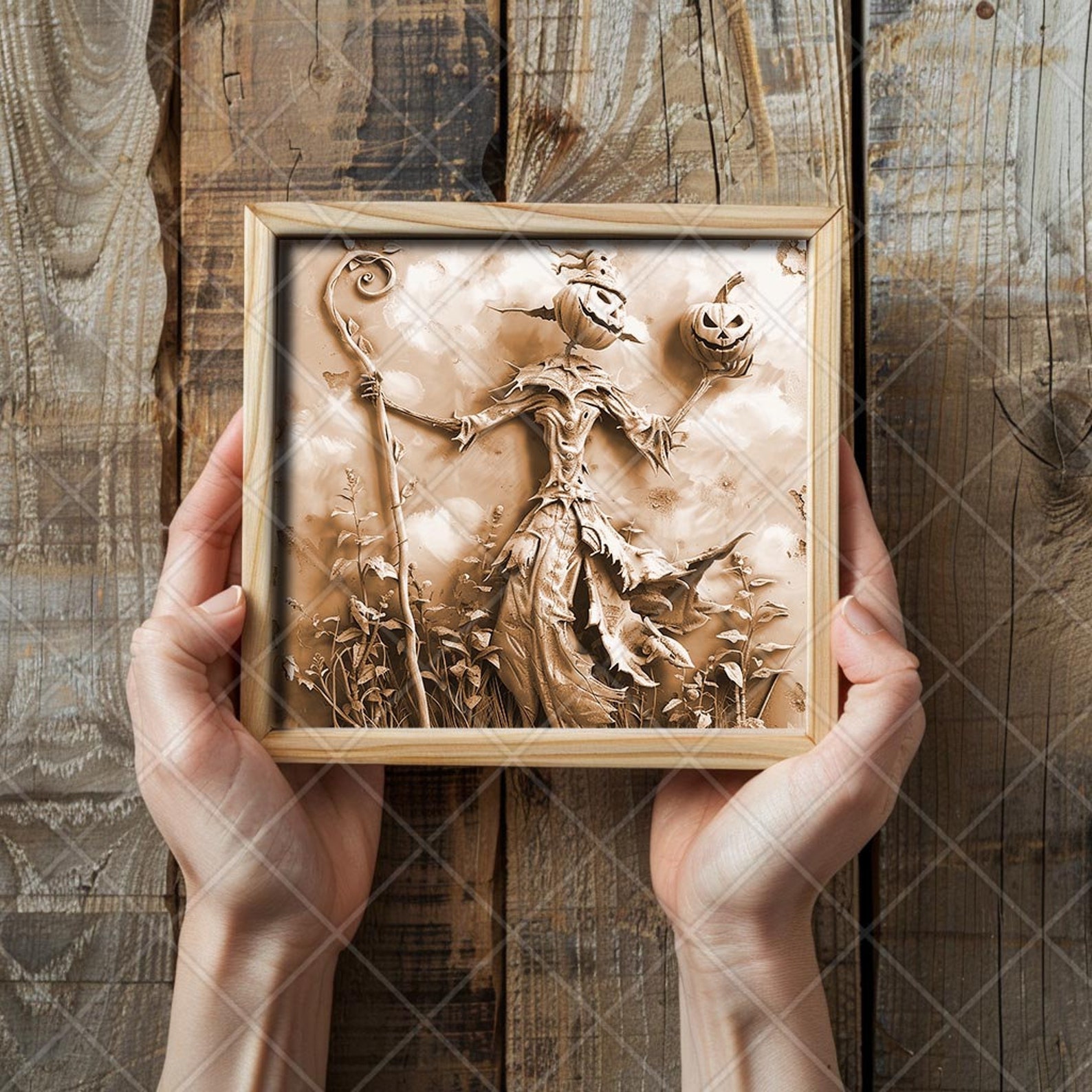 Scarecrow Pumpkin King Grass Field Spooky Halloween 3d Laser File ...