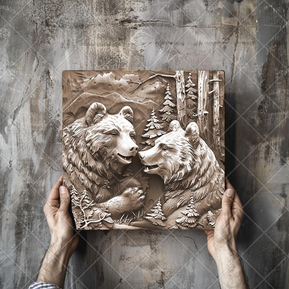 Grizzly Bear Couple Forest Scene Wild Animal Nature 3d Laser File ...