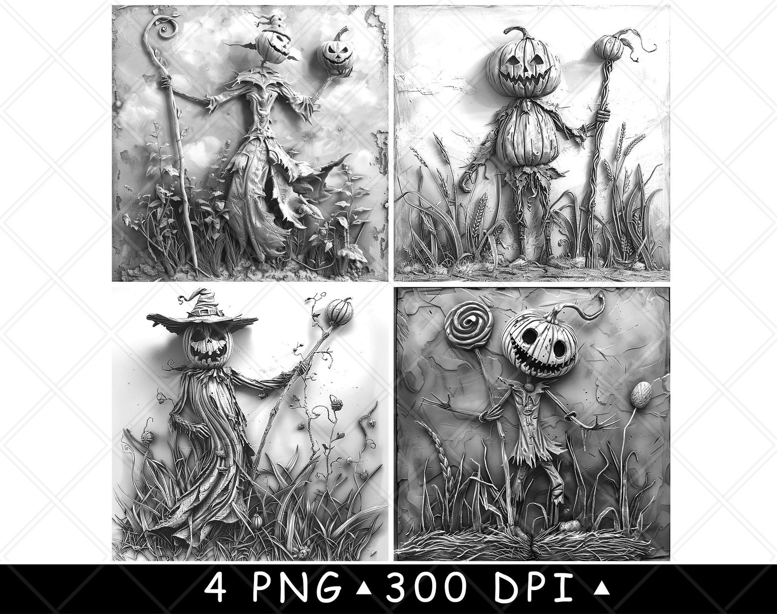 Scarecrow Pumpkin King Grass Field Spooky Halloween 3d Laser File ...