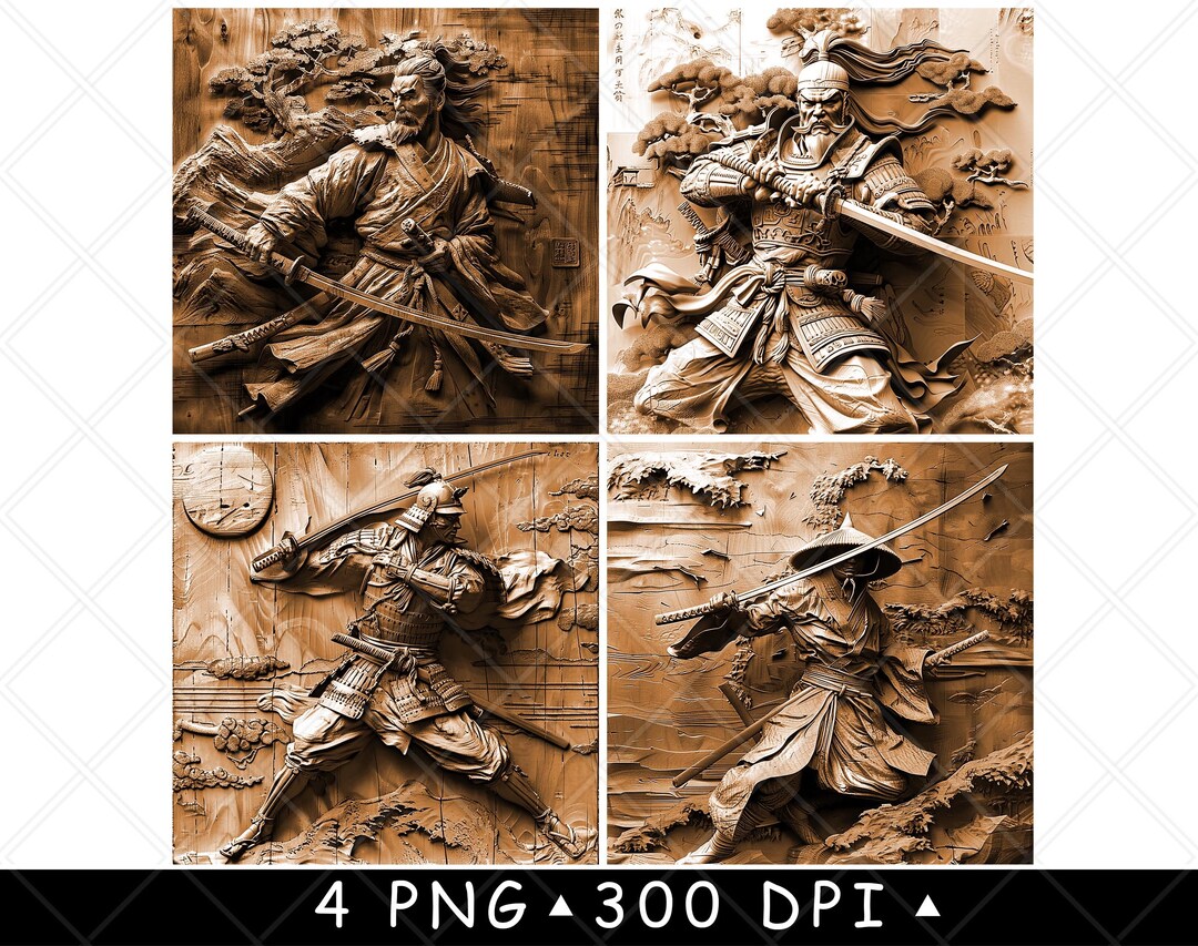 Japanese Samurai Ninja Ronin Katana Sword Warrior 3d Laser File Coaster ...