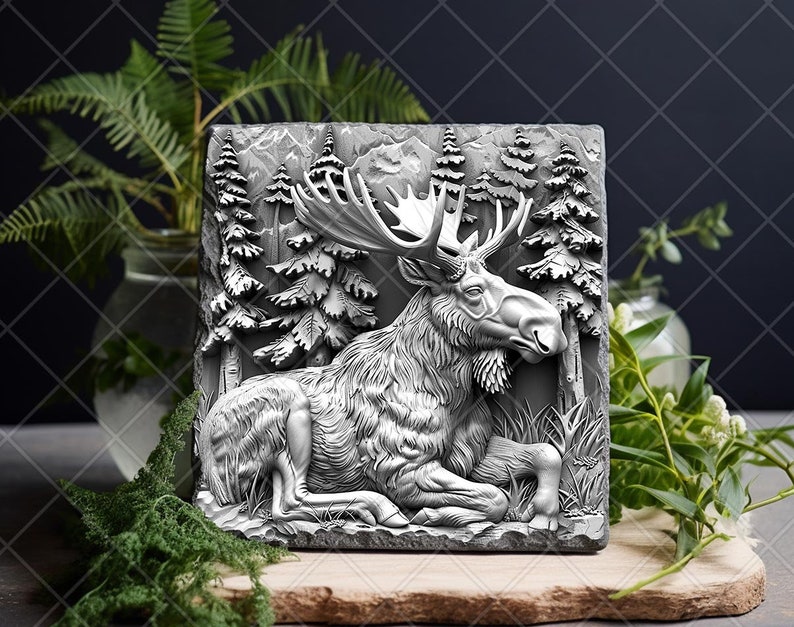 Moose Sitting Scene Forest Bull Wildlife Jungle Forest 3d Laser File ...