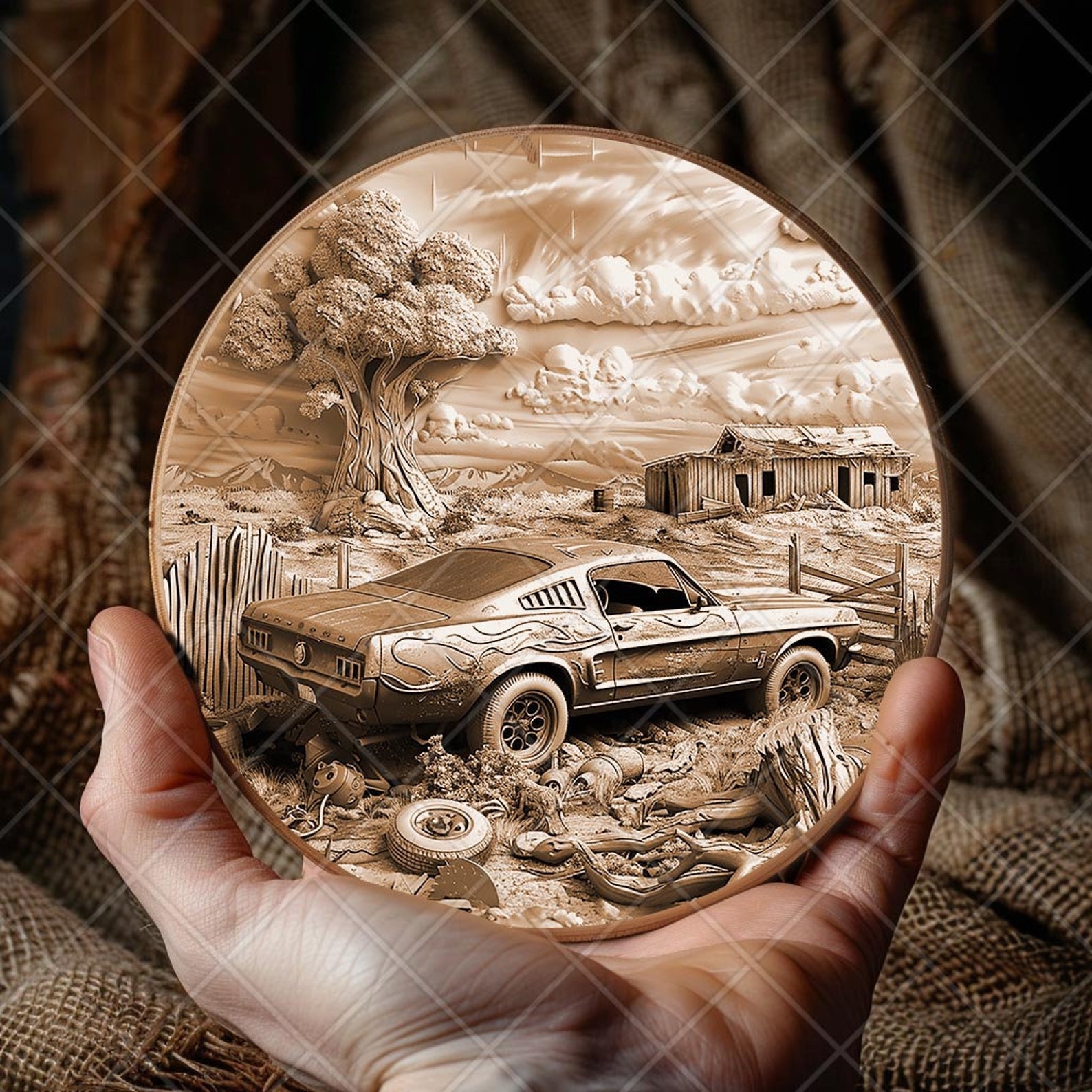 Vintage Muscle Car Ranch Farm Scene Classic Antique 3d Laser File ...