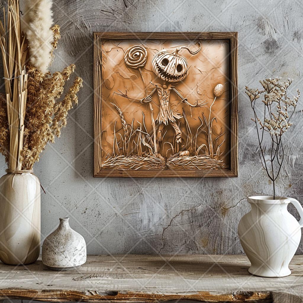 Scarecrow Pumpkin King Grass Field Spooky Halloween 3d Laser File ...