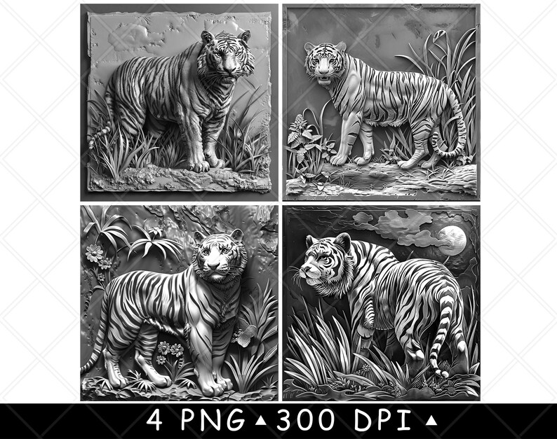 Bengal Tiger Grass Scene Wildlife Nature Jungle Forest 3d Laser File ...
