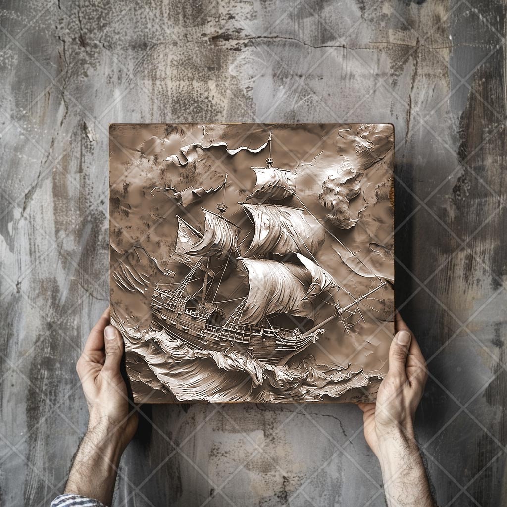 Pirate Ship Sailing Vessel Galleon Stormy Rough Seas Wave 3d Laser File ...