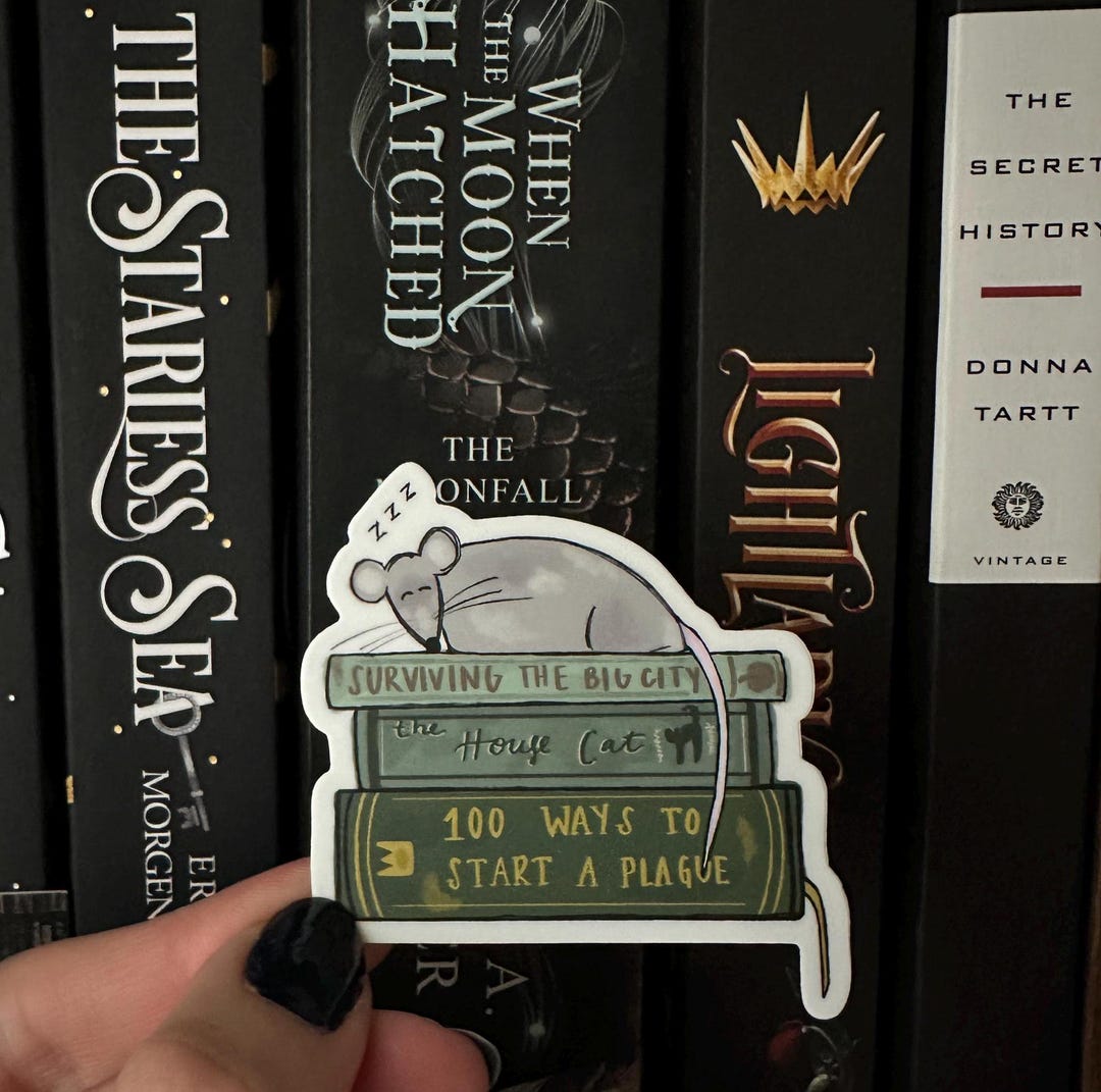 Reading Rat Bookworm Book Lover Sticker Fantasy ACOTAR TOG Crescent ...