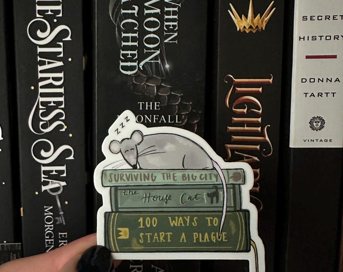 Reading Rat Bookworm Book Lover Sticker Fantasy ACOTAR TOG Crescent ...