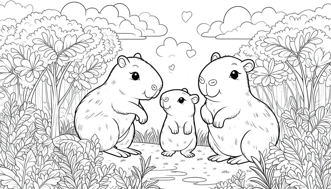16 Page Capybara Coloring Book | Capybara Coloring Pages | Printable ...