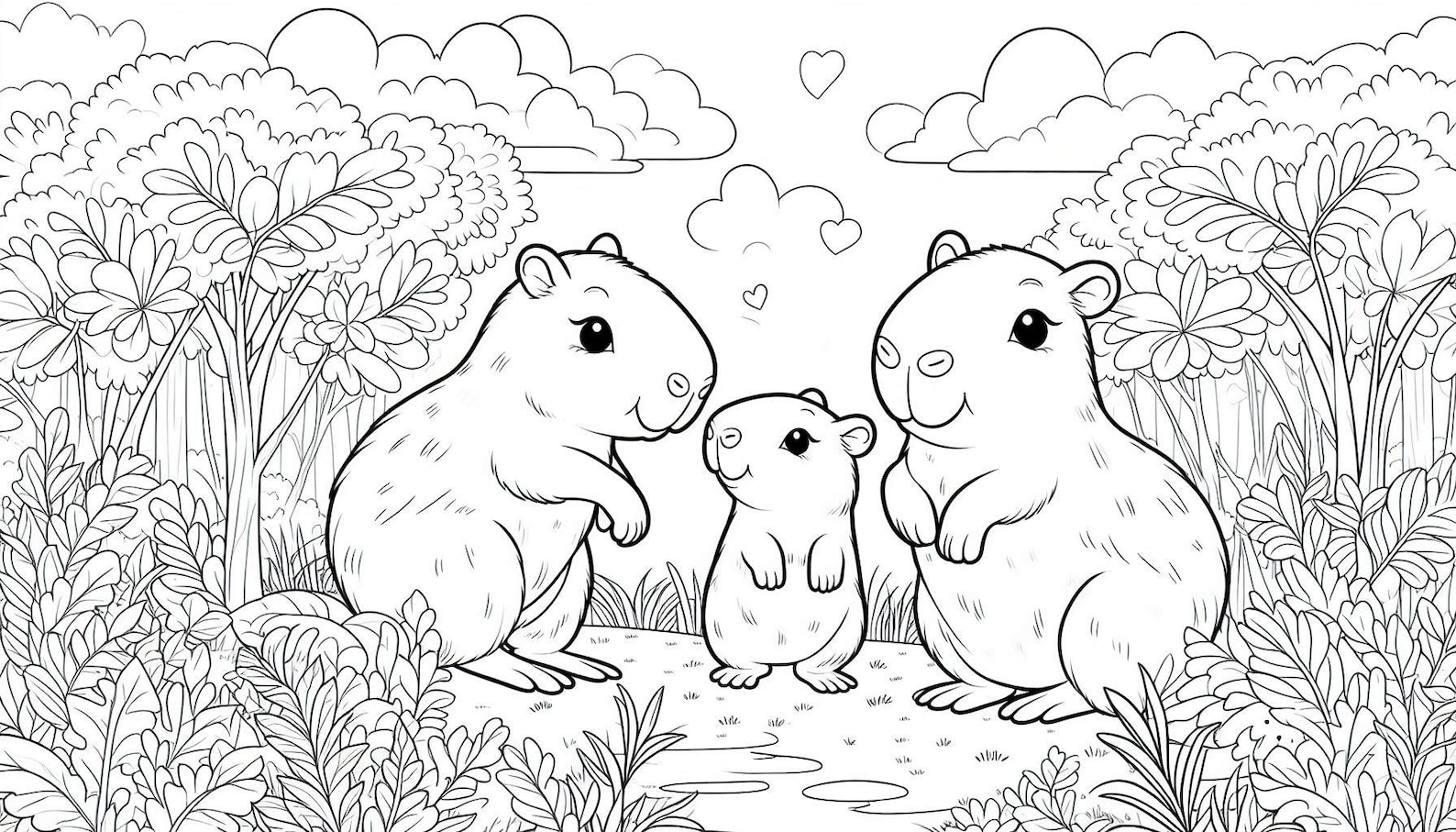 16 Page Capybara Coloring Book | Capybara Coloring Pages | Printable ...