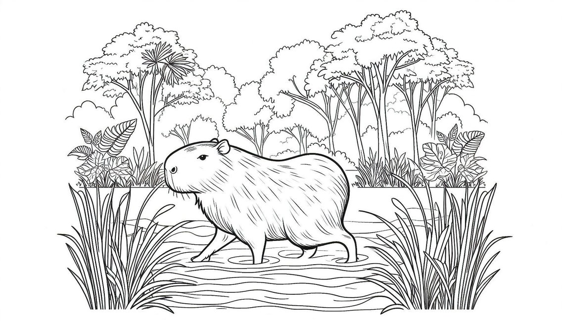 16 Page Capybara Coloring Book | Capybara Coloring Pages | Printable ...