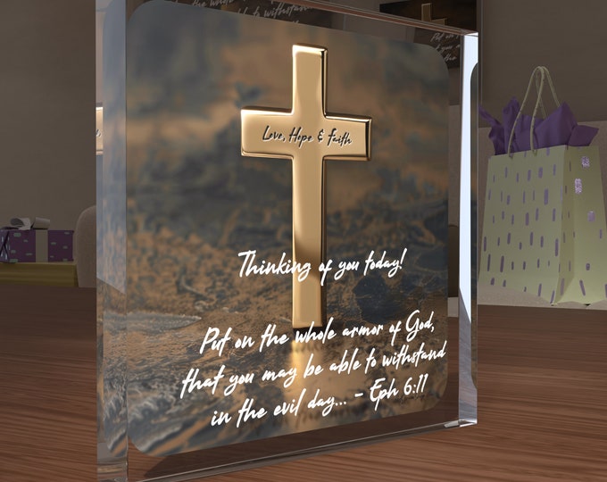 Personalized Christian Gift - CHRISTIAN CROSS Tabletop Art Print W ...