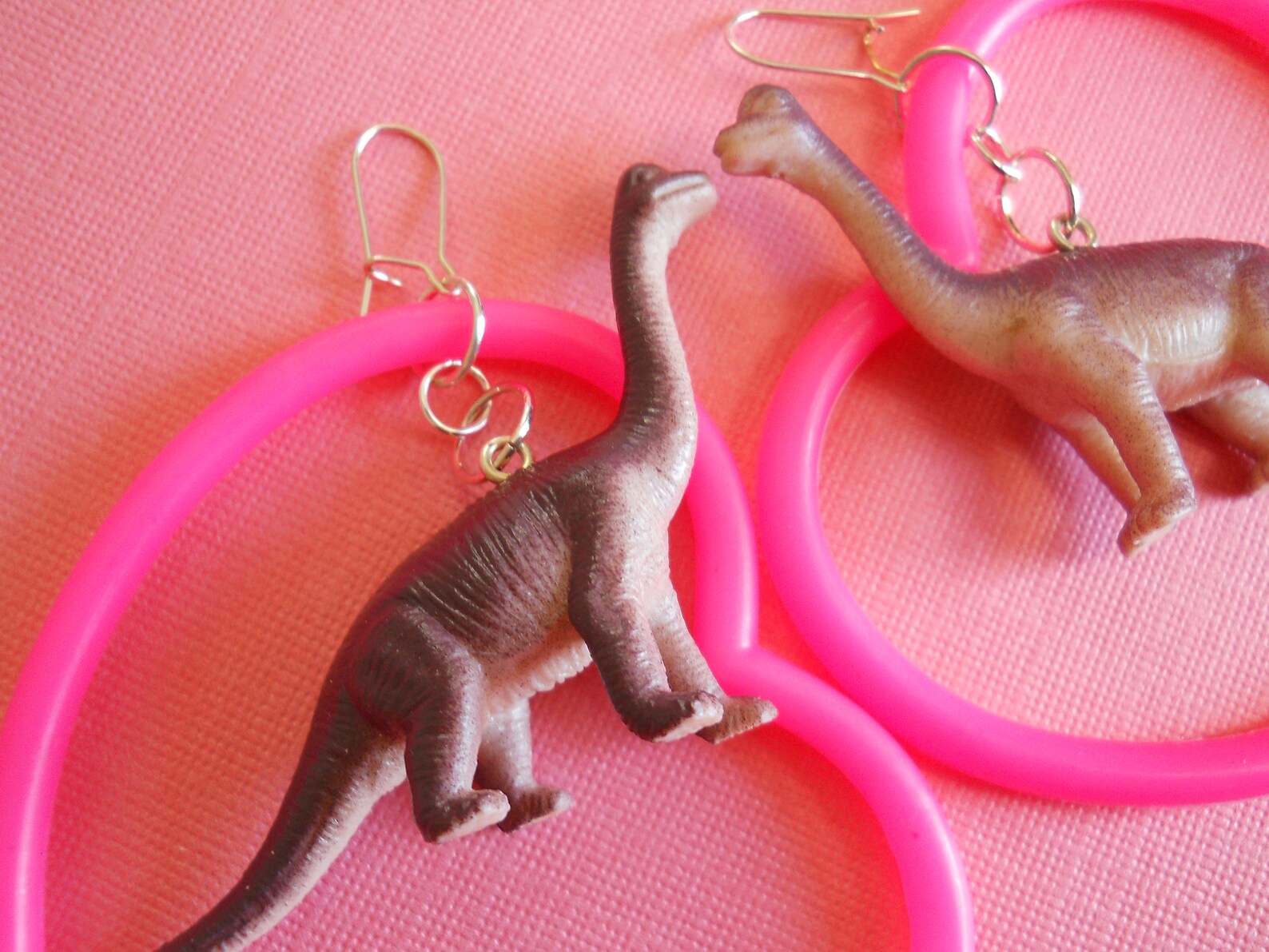 Brontosaurus Love Statement Earrings Hot Pink Heart - Etsy