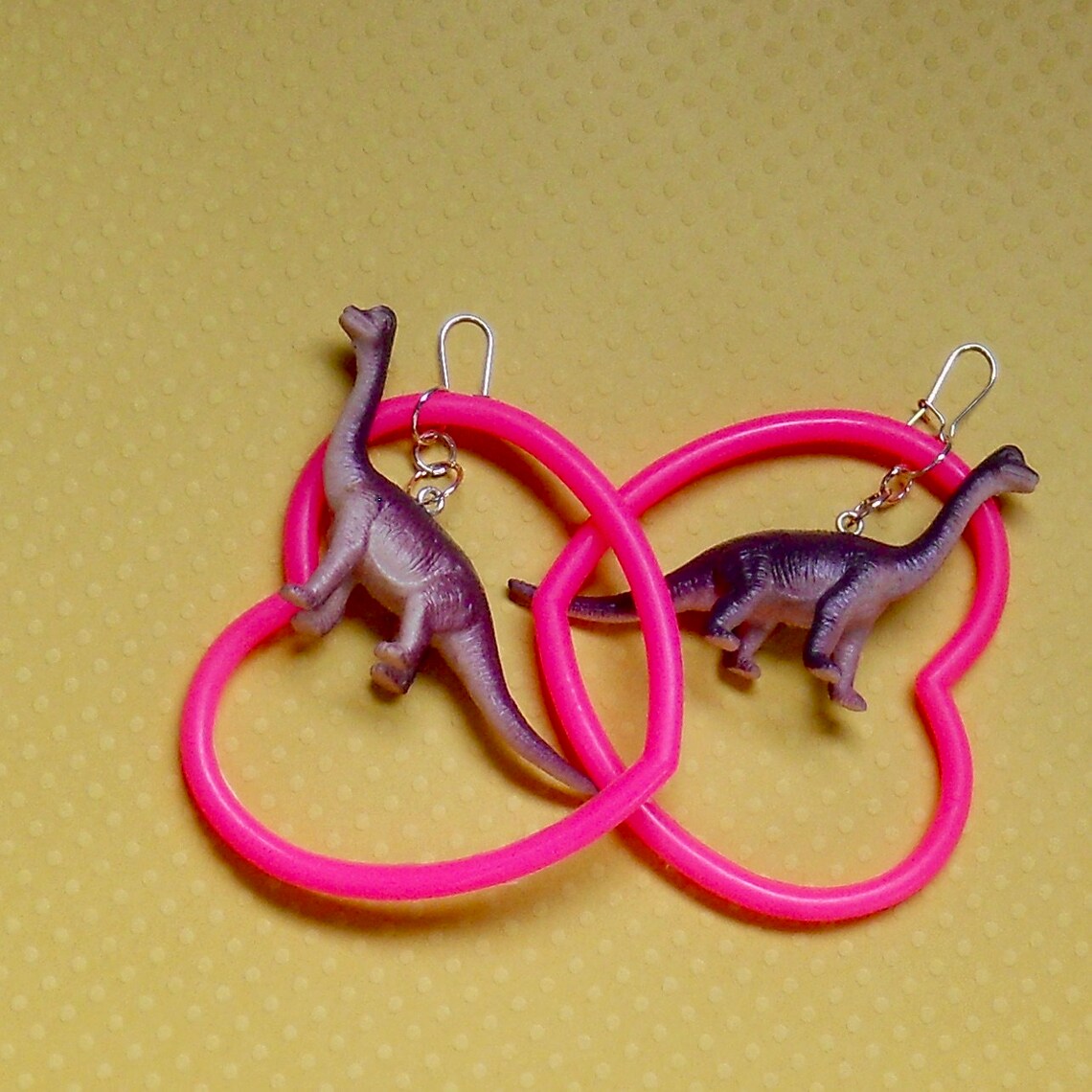 Brontosaurus Love Statement Earrings Hot Pink Heart - Etsy