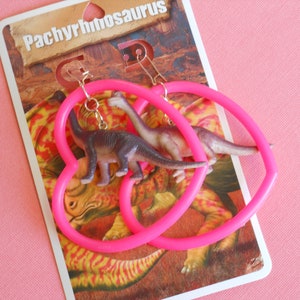 Brontosaurus Love Statement Earrings Hot Pink Heart - Etsy