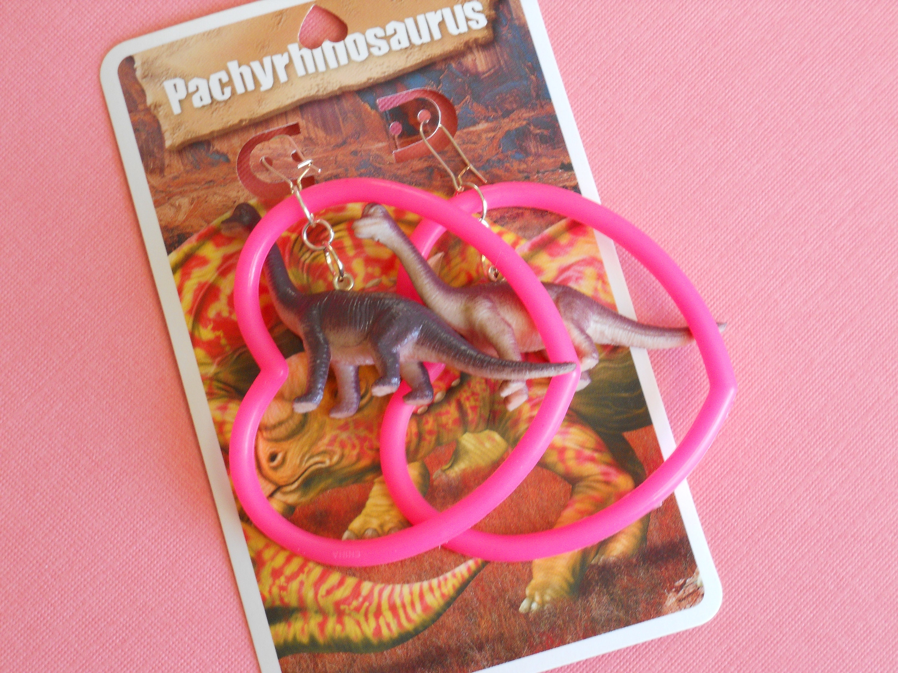 Brontosaurus Love Statement Earrings Hot Pink Heart - Etsy