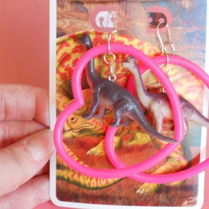Brontosaurus Love Statement Earrings Hot Pink Heart - Etsy