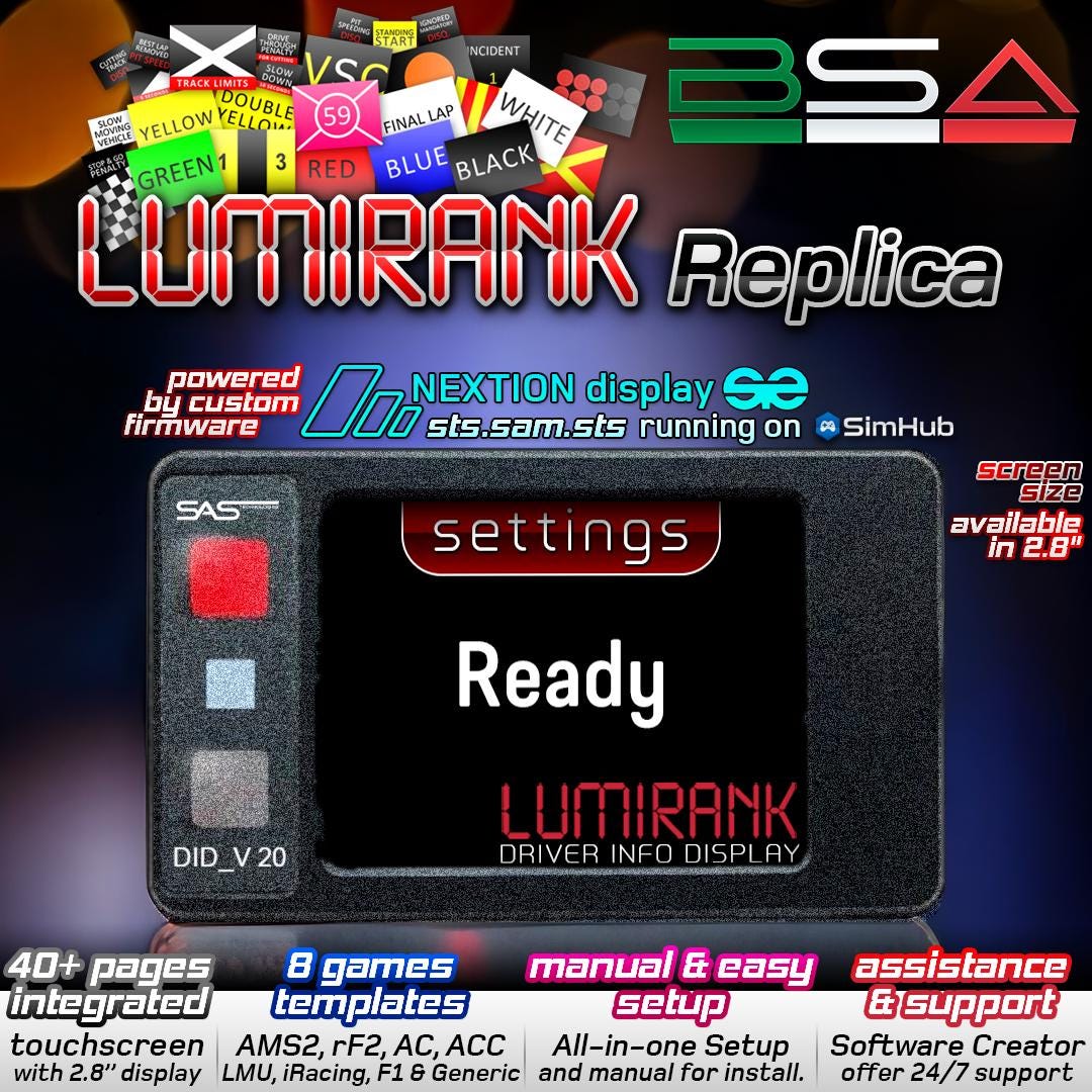 Lumirank Replica: Sim Racing Telemetry Display - Nextion 2.8" - Etsy
