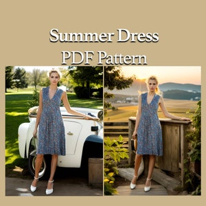 Summer Dress Pattern, Dress Pattern Pdf, Shoulder Strap Dress, XS-XXL ...