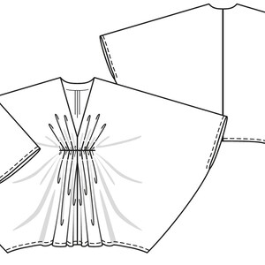 Long Sleeve V Neck Top Sewing Pattern, Wide Sleeve Blouse Pattern, Size ...