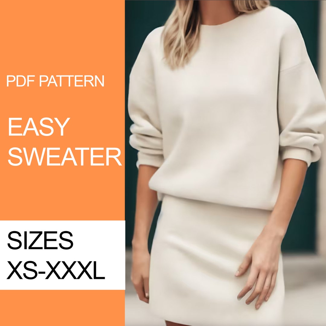 Easy Sweater Sewing Pattern XS-XXXL PDF Instant Download Women's Drop ...