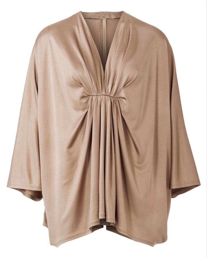 Long Sleeve V Neck Top Sewing Pattern, Wide Sleeve Blouse Pattern, Size ...