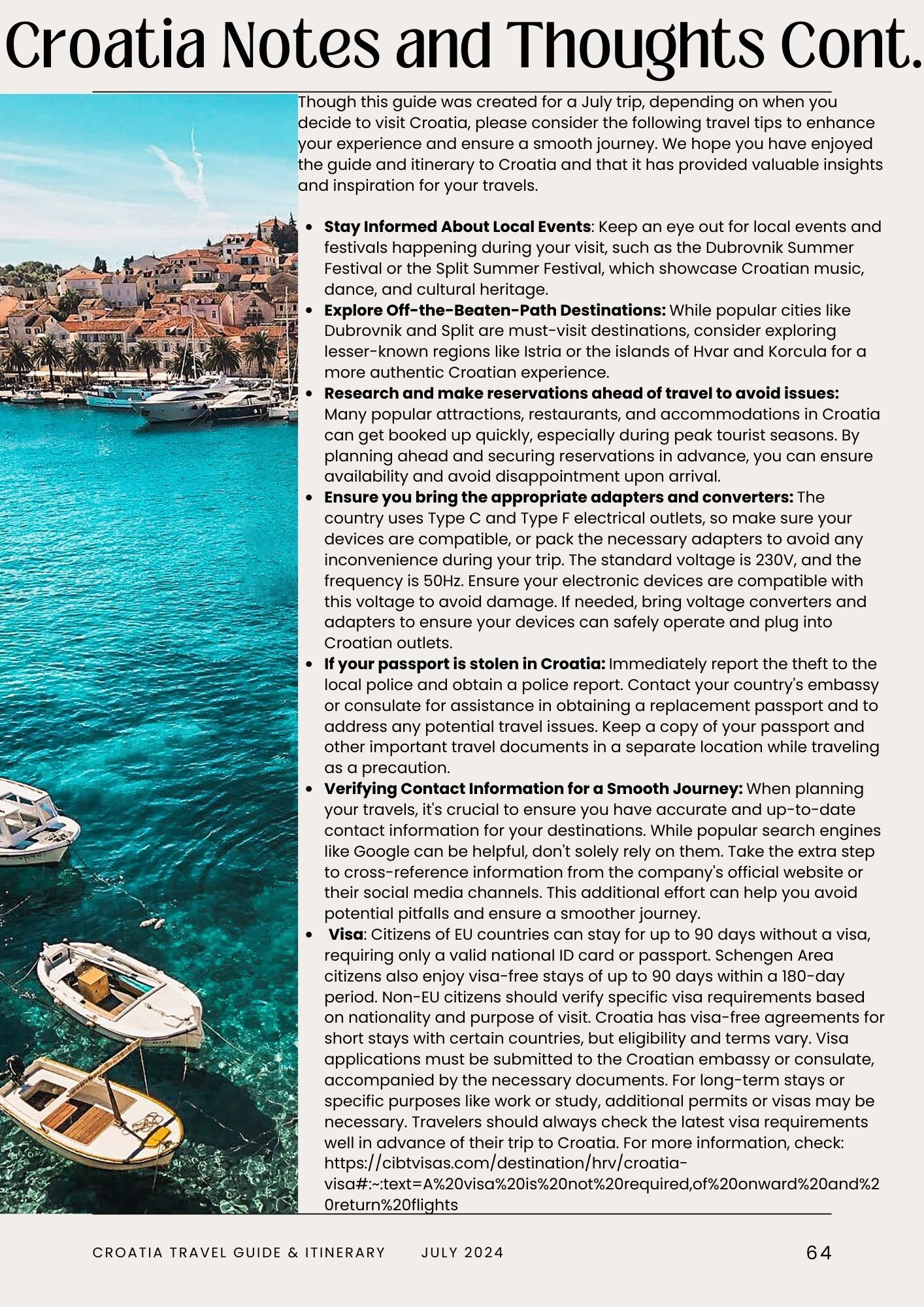 Croatia Digital Travel Itinerary Template Mobile Travel Planner Trip ...