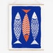 3 Fish Screenprint Art Print Modern Art Scandinavian Style - Mid ...