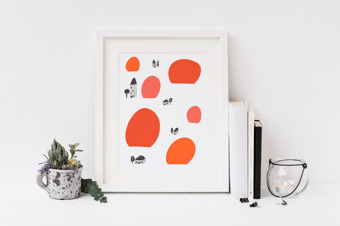 Giclee Print Tiny Houses Cabins and Mountains Small Art Print ...