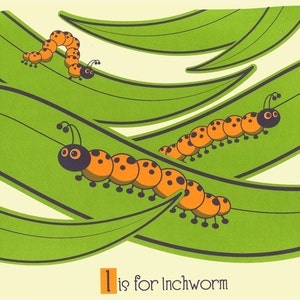 Alphabet Nursery Art Print - I is for Inchworm - Hand Screenprinted ...
