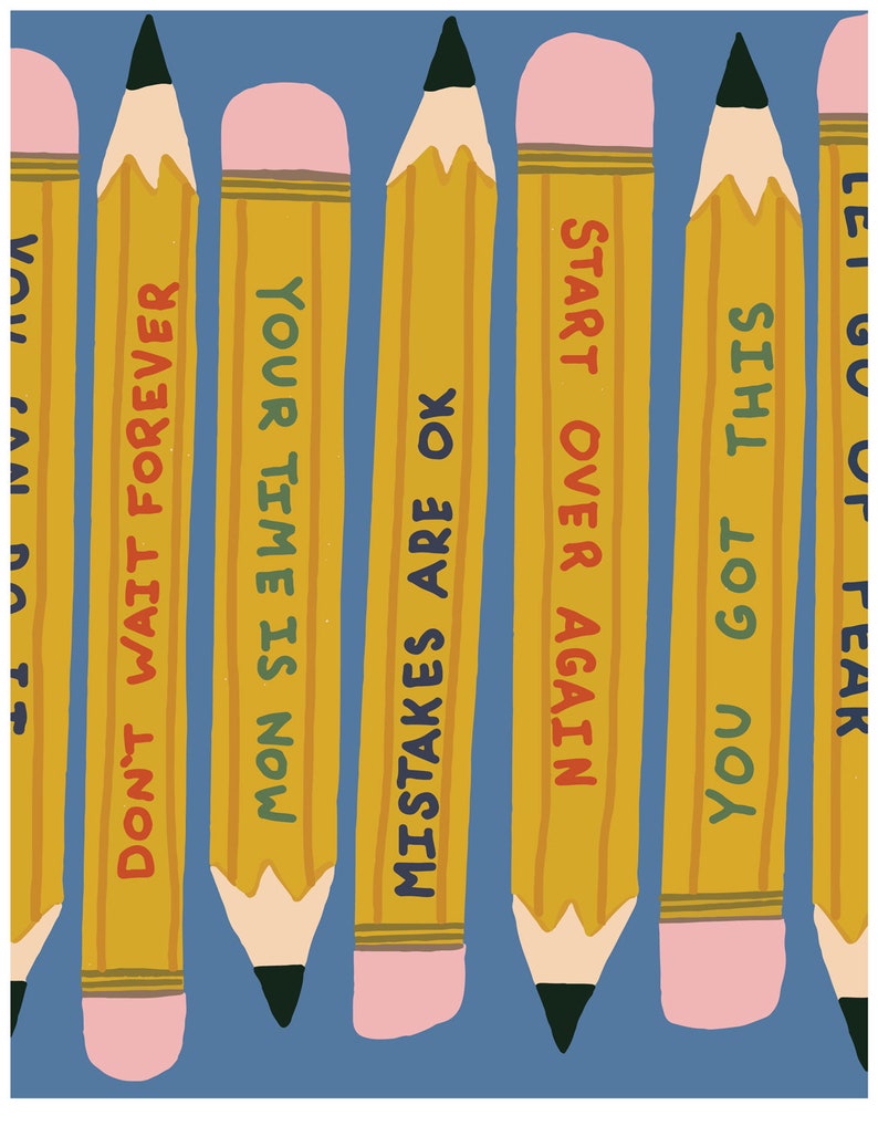 Back to School Pencils Art Print Giclee Power up - Etsy