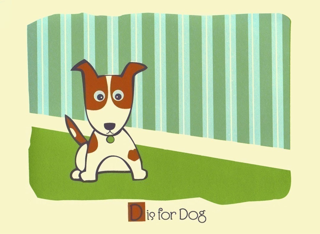 D is for Dog - Kids Wall Art Alphabet Print Nursery Art - Silkscreen ...