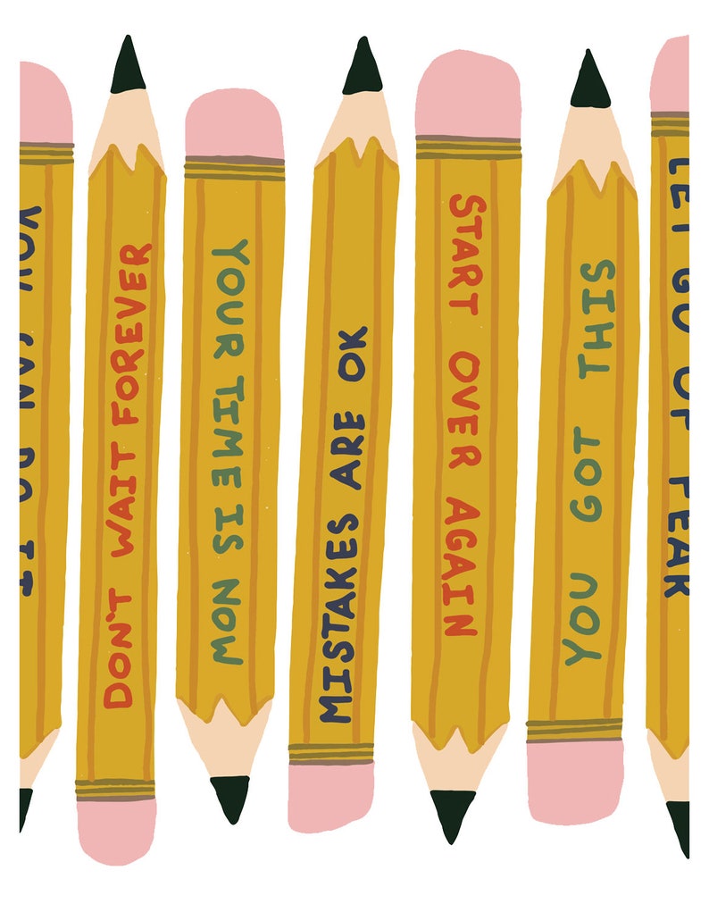 School Room Art Print Pencils Giclee - Power up Inspirational Positive ...