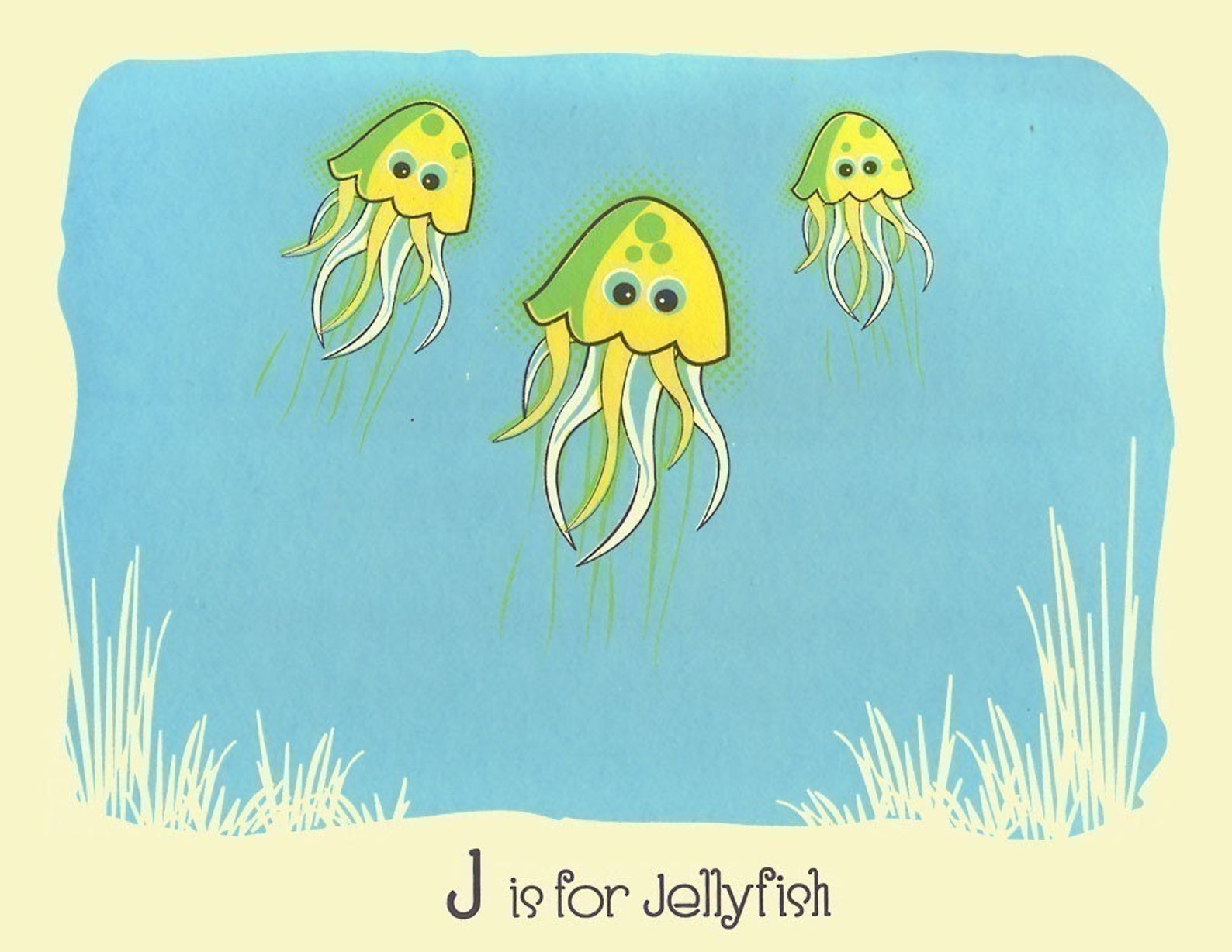 J is for Jellyfish Alphabet Print Kids Wall Art Nursery - Etsy