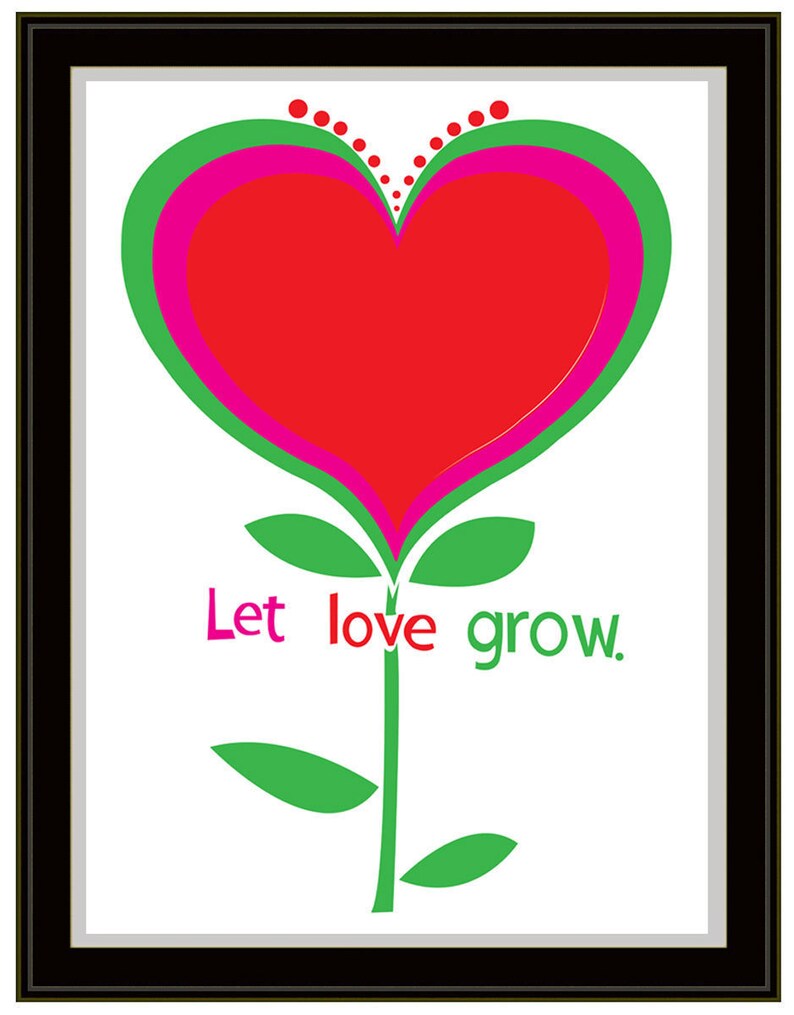 Let Love Grow Screenprint Love Art Print Wedding Gift | Etsy