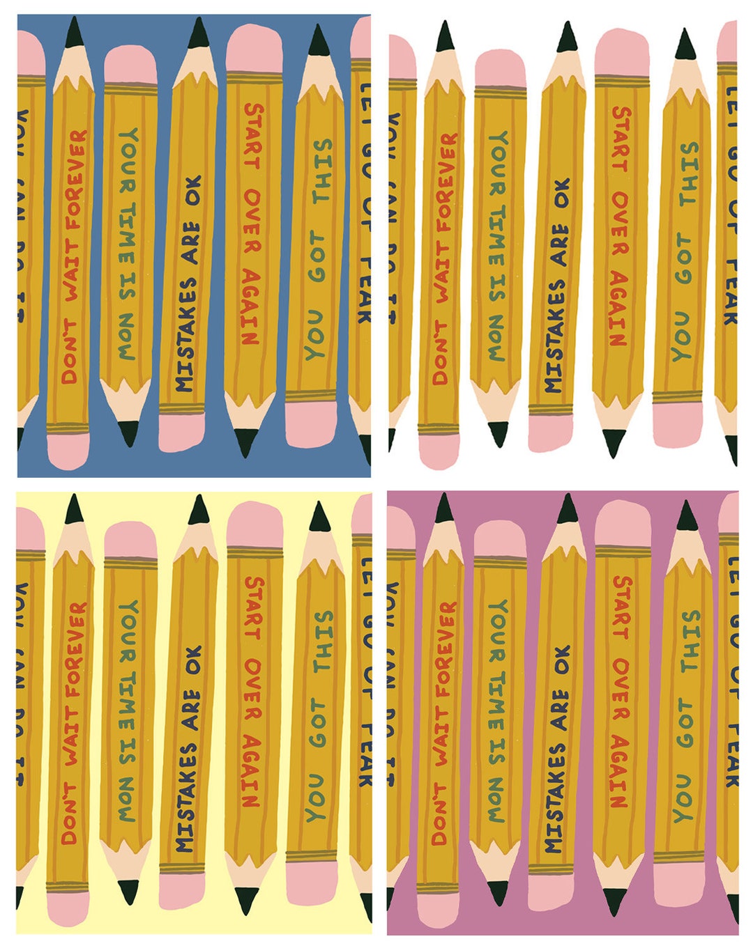 School Room Art Print Pencils Giclee - Power up Inspirational Positive ...