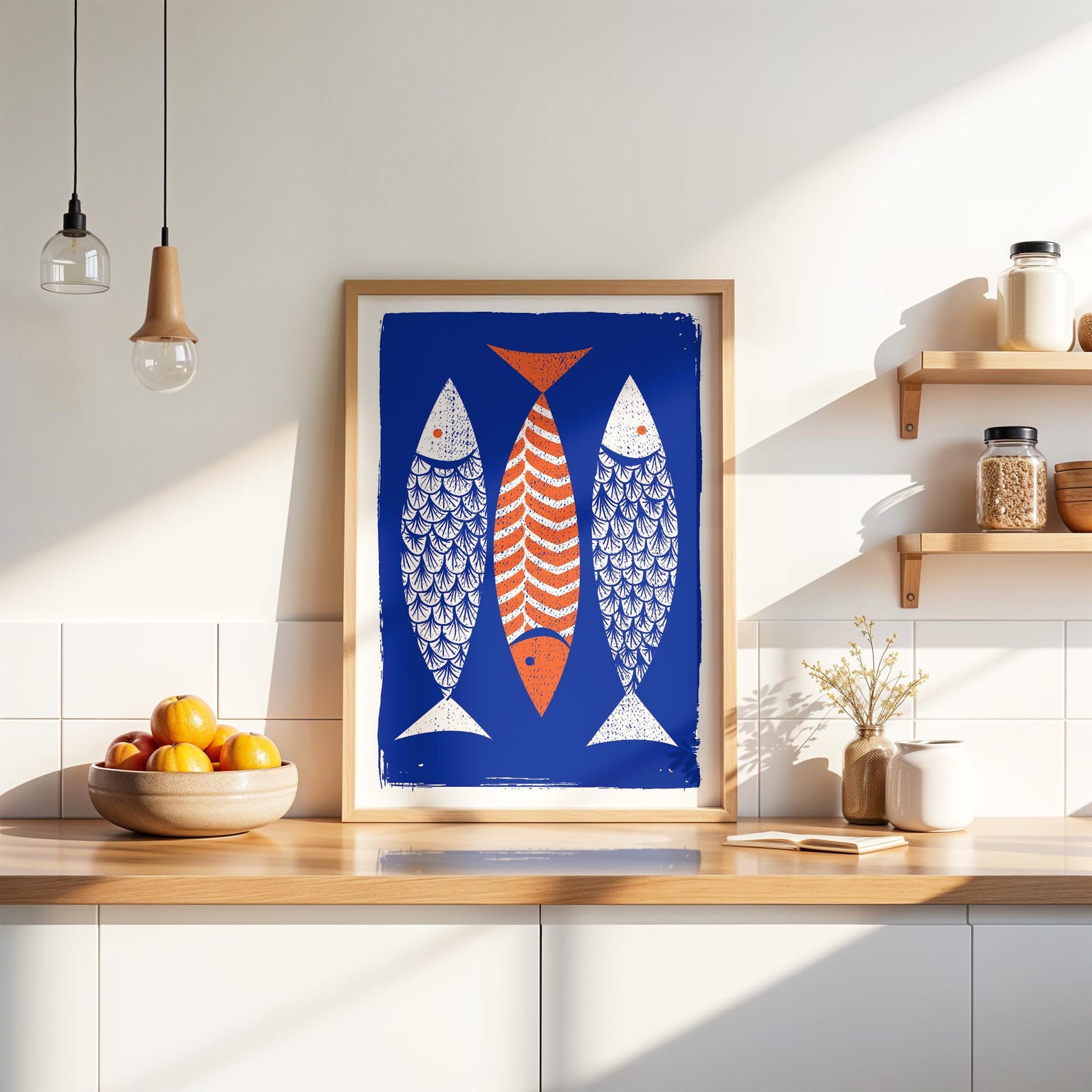 3 Fish Screenprint Art Print Modern Art Scandinavian Style - Mid ...