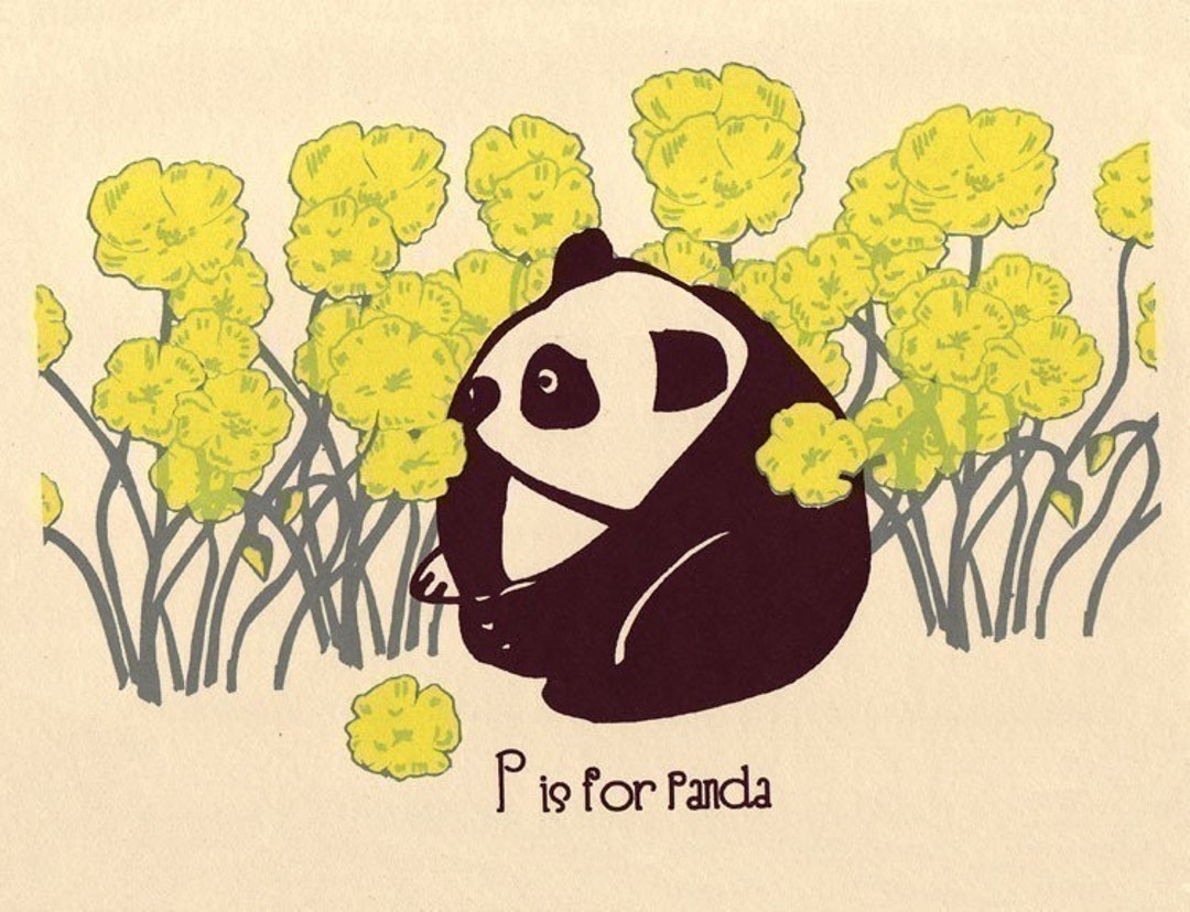 P is for Panda Nursery Print - Alphabet Print Screenprint ABC Poster ...