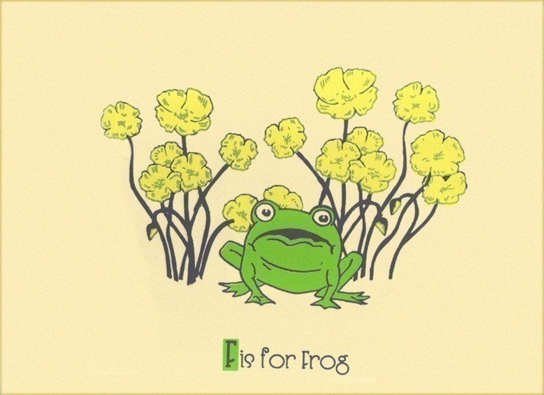 Screenprint Nursery Art - F is for Frog Alphabet Print - Hand Pulled ...